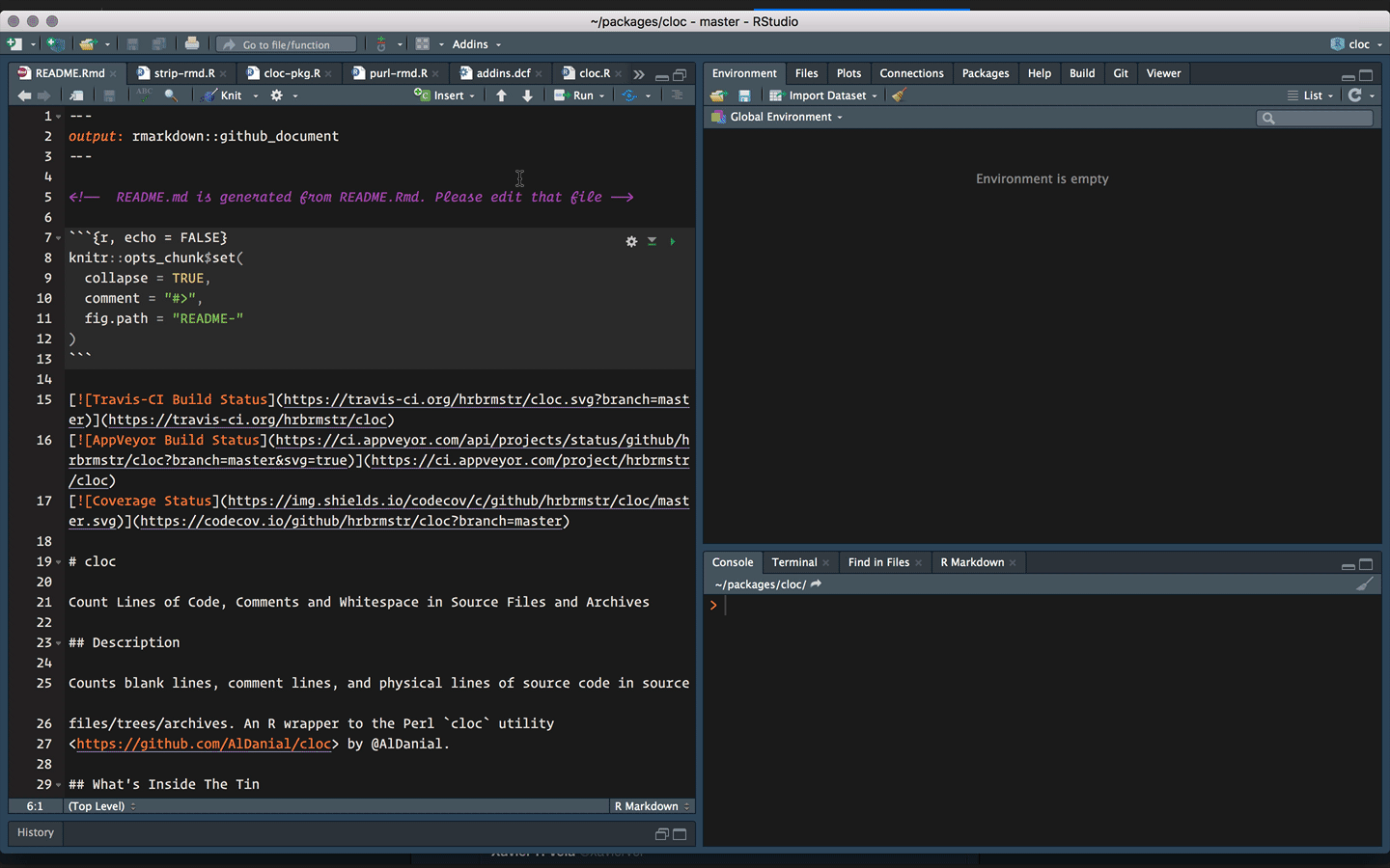 Create Code Metrics with cloc | rud.is