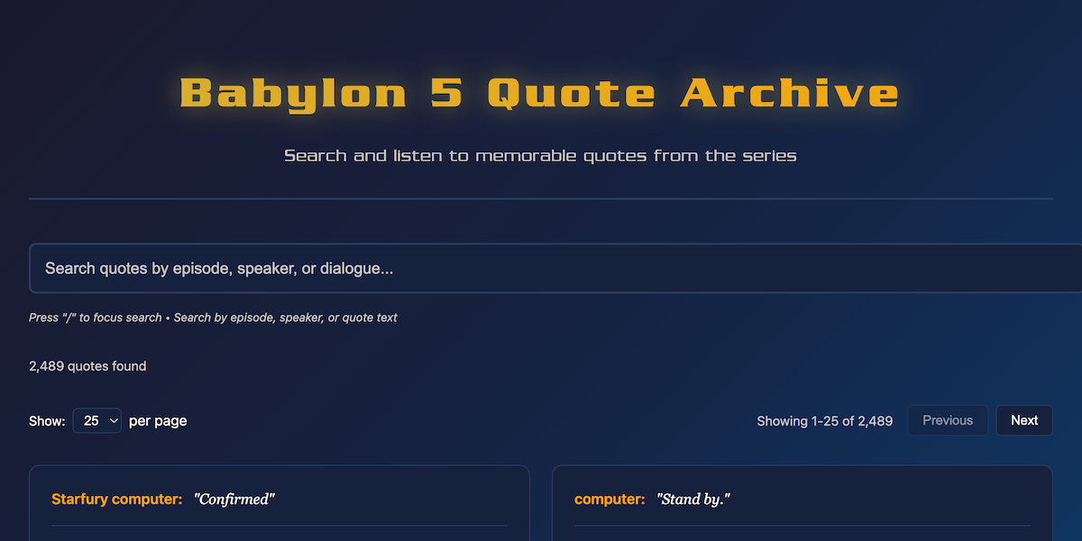Babylon 5 Quote Archive - Search & Listen to Memorable Quotes