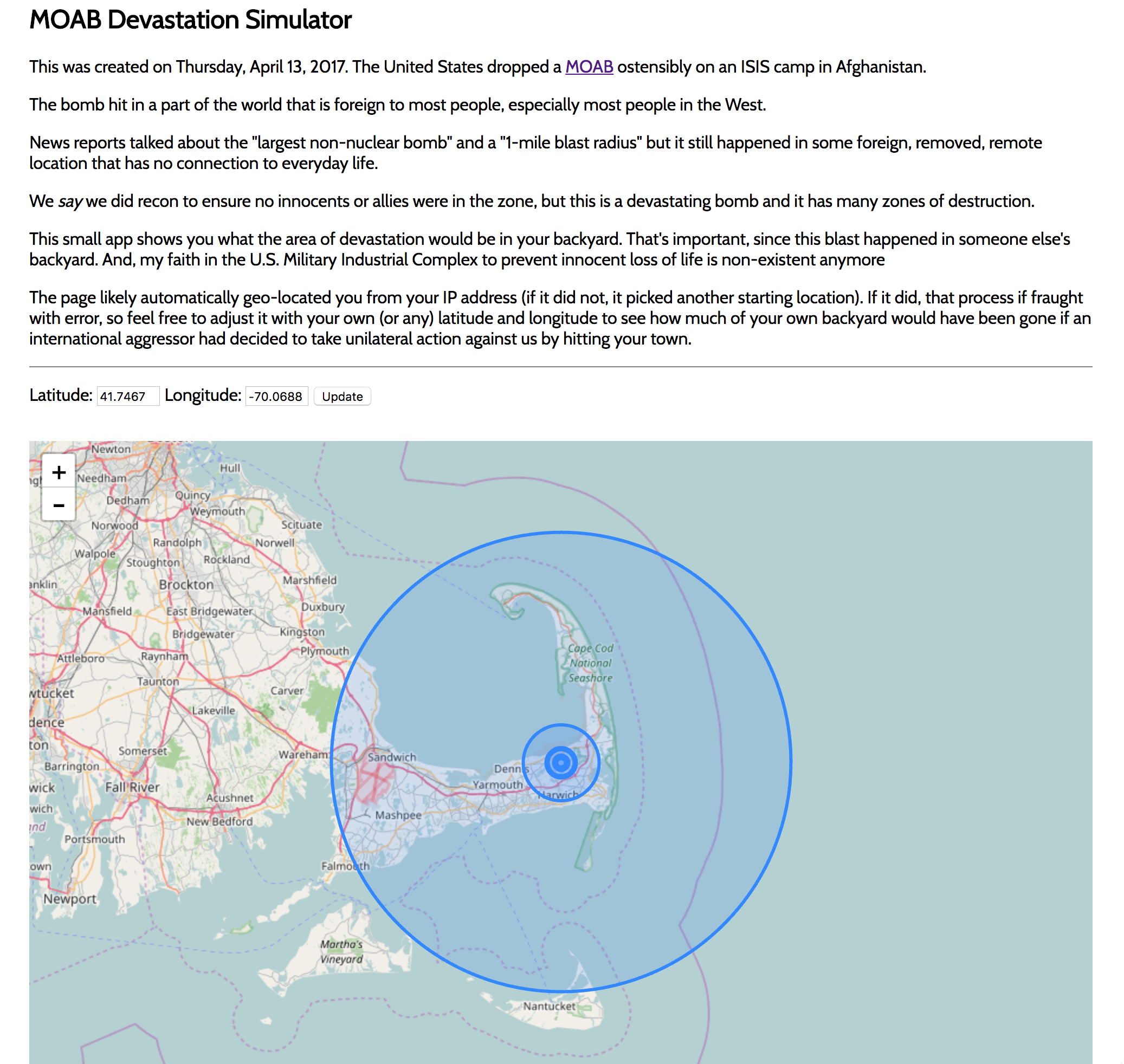 MOAB Devastation Simulator